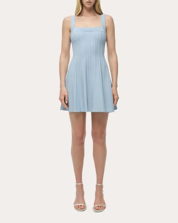 Simkhai Indie Compact Knit Pleated Mini Dress - Blue