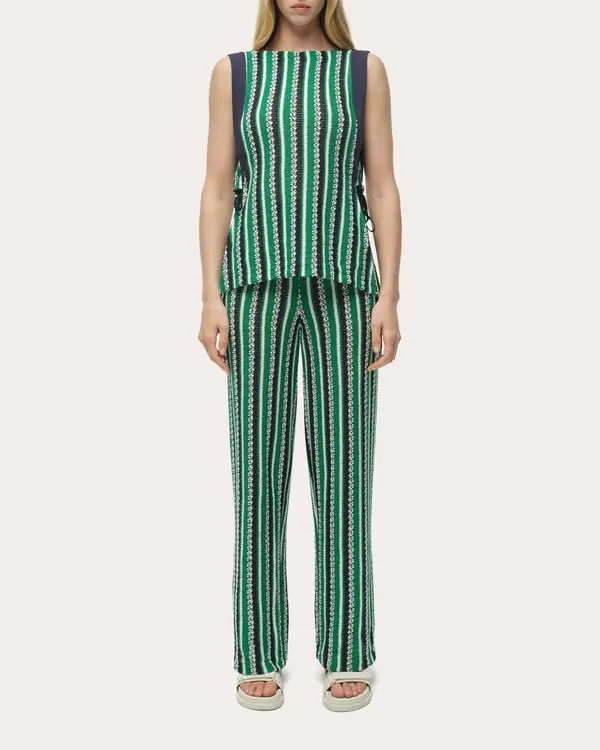 Simkhai Melville Stripe Knit Boatneck Top - Green