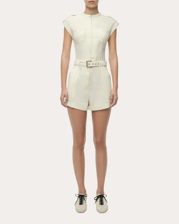 Simkhai Belted Linen Blend Romper