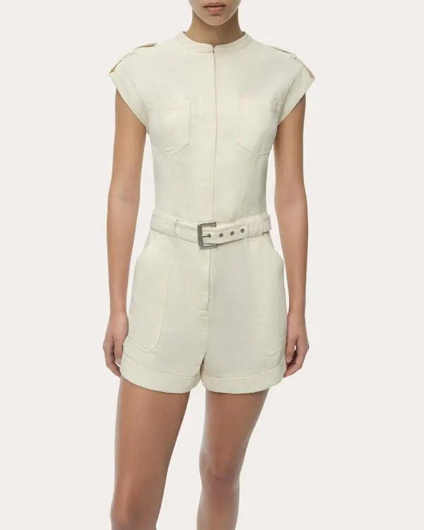 Simkhai Belted Linen Blend Romper
