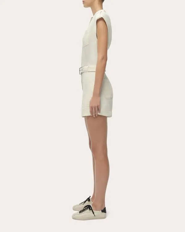Simkhai Belted Linen Blend Romper