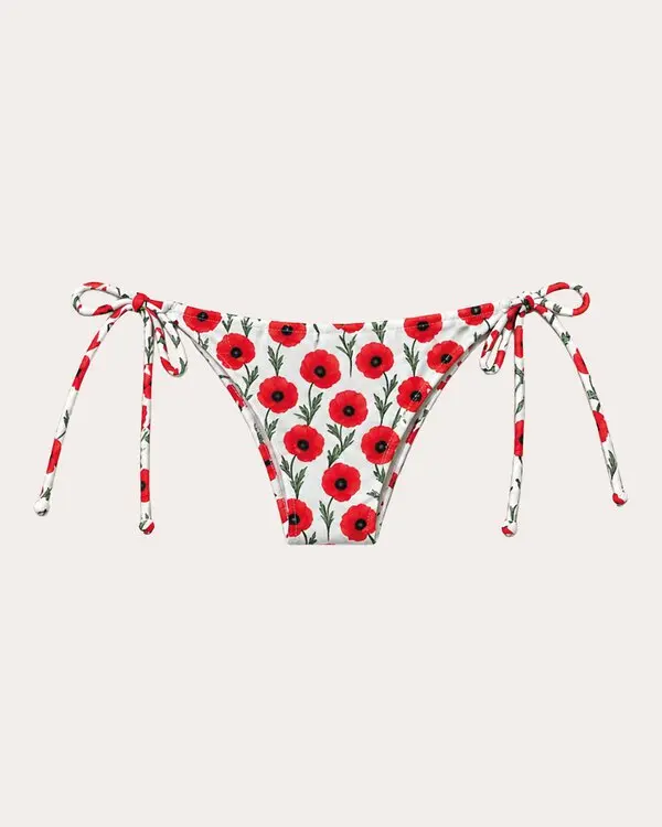 VERDELIMON Bauta Floral String Bikini Bottoms - Red