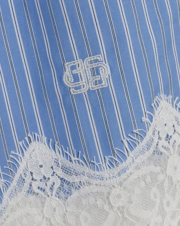 Simkhai Emmie Stripe Poplin Lace Boxer Shorts - Blue