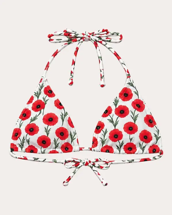 VERDELIMON Moa Floral Triangle Bikini Top - Red