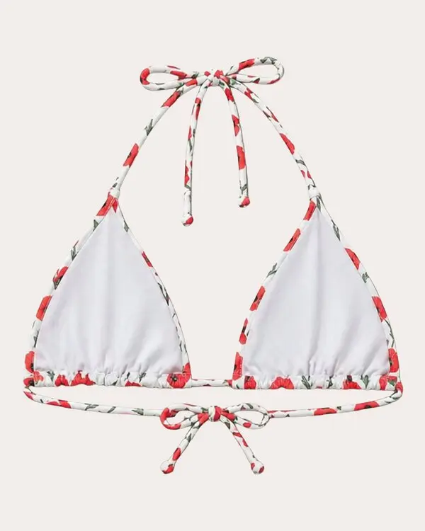 VERDELIMON Moa Floral Triangle Bikini Top - Red