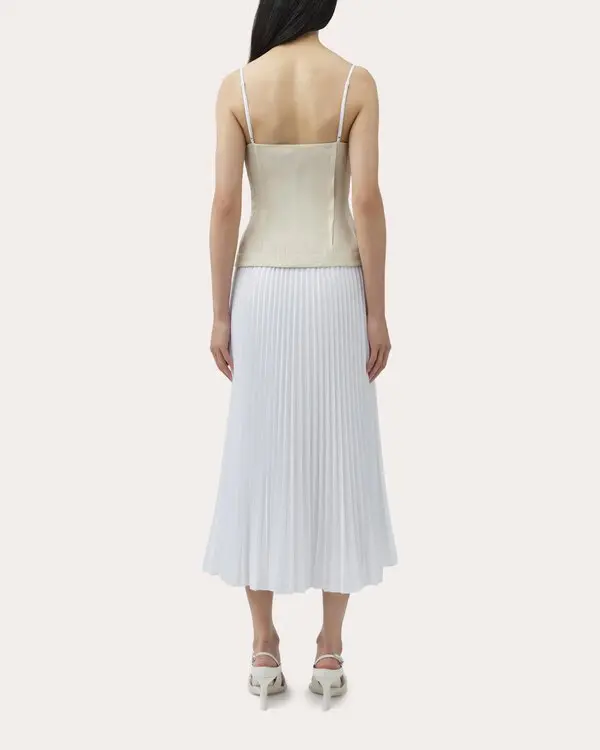 Simkhai Duval Linen Poplin Combo Bustier Midi Dress