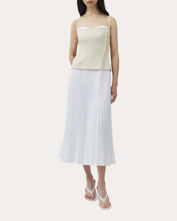 Simkhai Duval Linen Poplin Combo Bustier Midi Dress