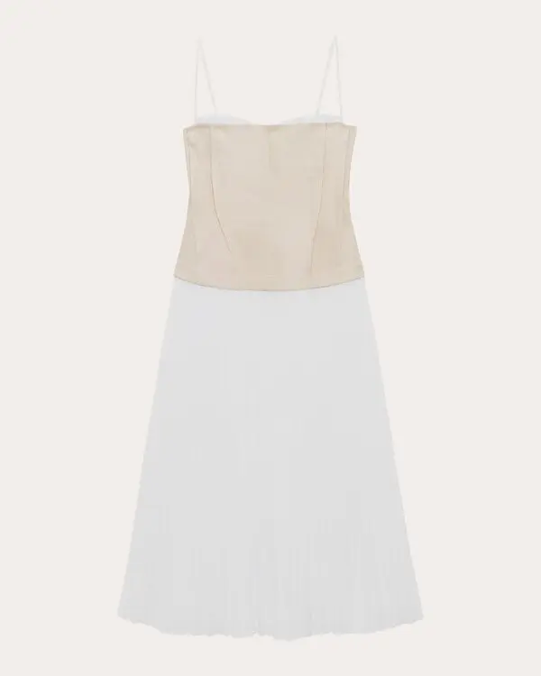 Simkhai Duval Linen Poplin Combo Bustier Midi Dress
