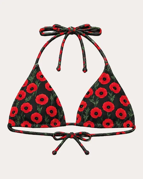VERDELIMON Moa Floral Triangle Bikini Top - Black