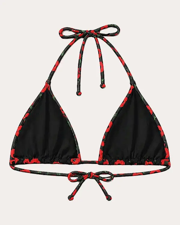 VERDELIMON Moa Floral Triangle Bikini Top - Black