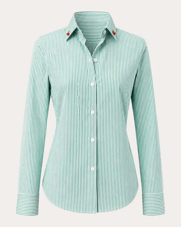 VERDELIMON Marion Stripe Cherry Charm Shirt - Green