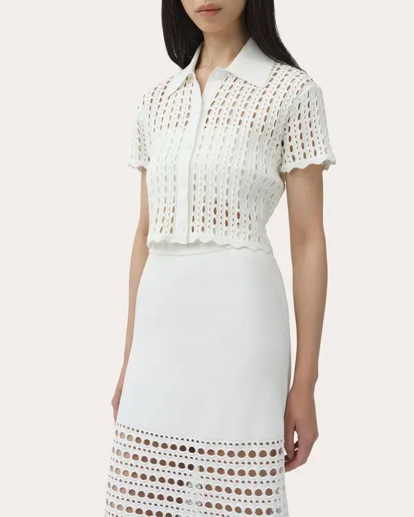 Simkhai Arlan Eyelet Stitch Camp Shirt