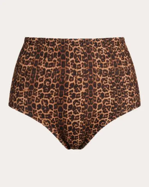 VERDELIMON Banes Leopard High-rise Bikini Bottoms - Brown
