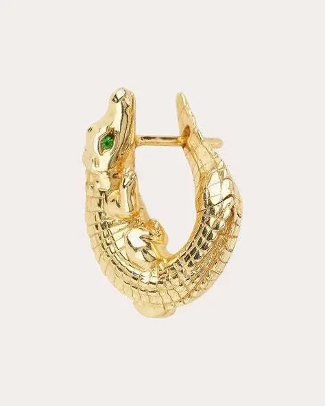 BIBI VAN DER VELDEN 18k Yellow Tsavorite Alligator Twist Earring - Gold
