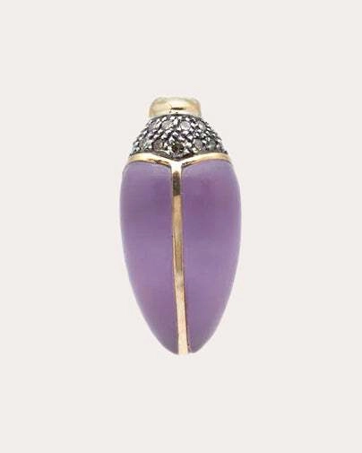 BIBI VAN DER VELDEN Amethyst & Brown Diamond Mini Scarab Stud Earring - Purple