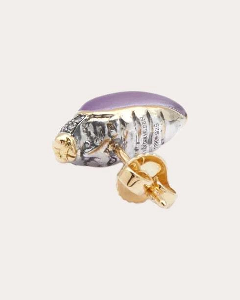 BIBI VAN DER VELDEN Amethyst & Brown Diamond Mini Scarab Stud Earring