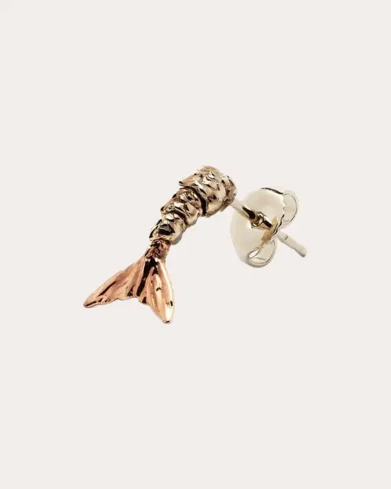 BIBI VAN DER VELDEN 18k Rose And White Mini Mermaid Stud Earring