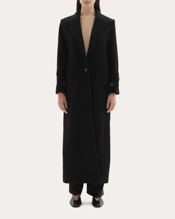 JOAEN Mylah Wool Cashmere Single-breasted Coat - Black