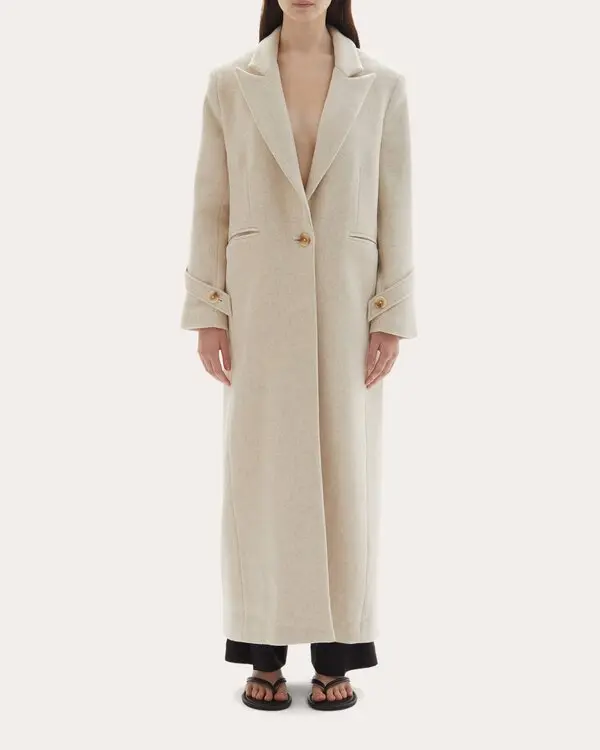 JOAEN Mylah Wool Cashmere Single-breasted Coat - White