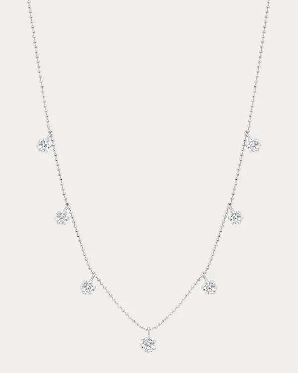 GRAZIELA Medium Floating Diamond Necklace In 18k White Gold - Silver
