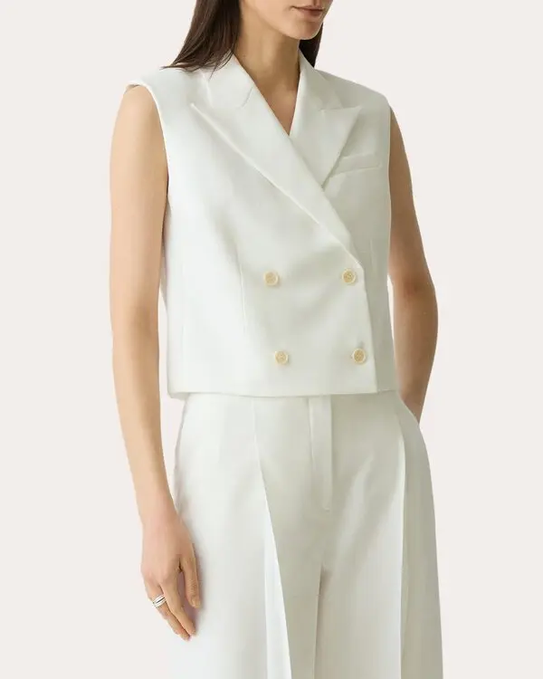 Theory City Twill Peak Double-breasted Vest
