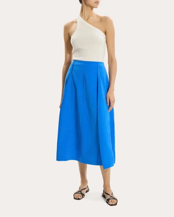 Theory Relaxed Silk Curved Parachute Skirt - Blue