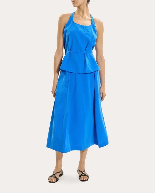 Theory Relaxed Silk Belted Tank Top - Blue
