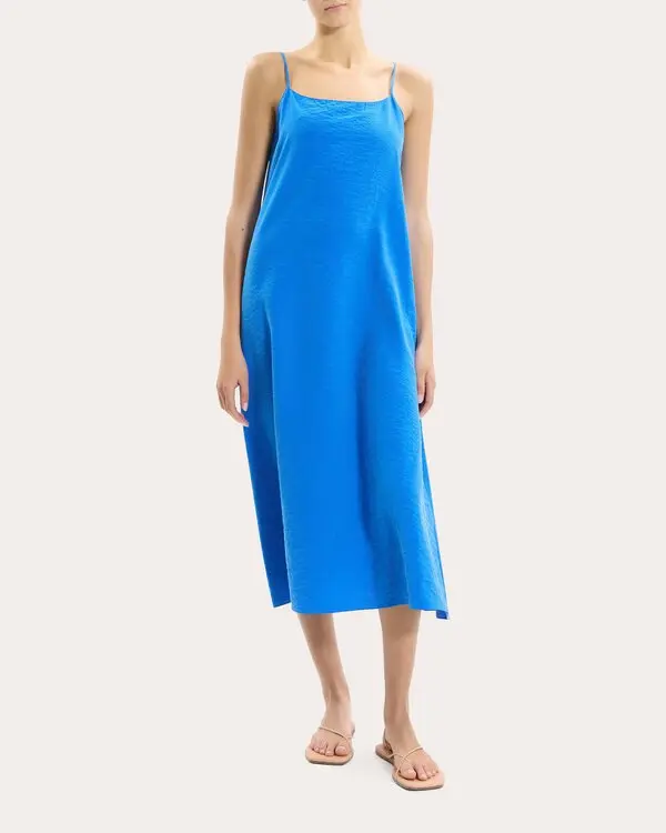 Theory Relaxed Silk Blend Slip Dress - Blue