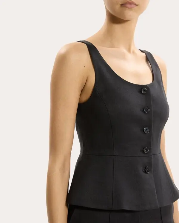 Theory Peplum Vest Top - Black