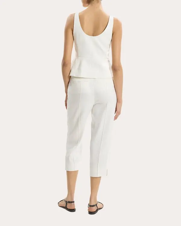 Theory Linen Twill Peplum Vest Top - White