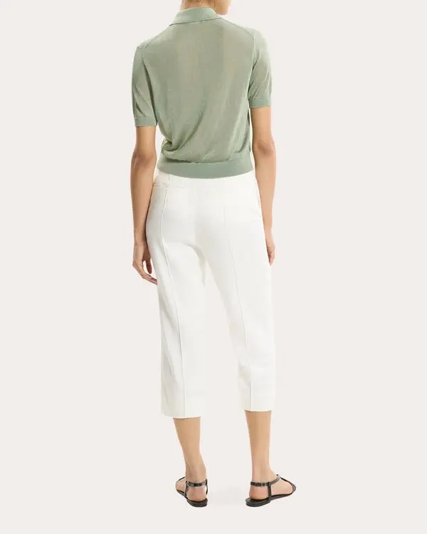 Theory Linen Twill Capri Pants With Slit Hem