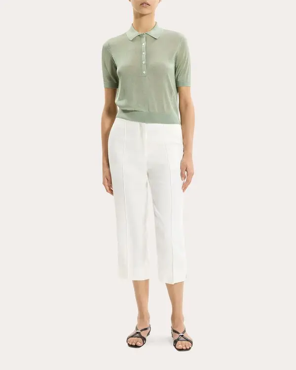 Theory Linen Twill Capri Pants With Slit Hem