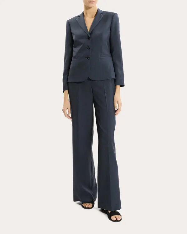 Theory City Twill Shrunken Blazer - Blue