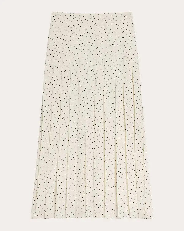 Theory Polka Dot Pleated Midi Skirt - White