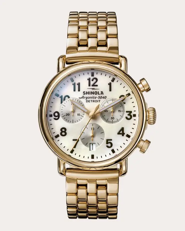 Shinola Runwell Chronograph Watch - Gold