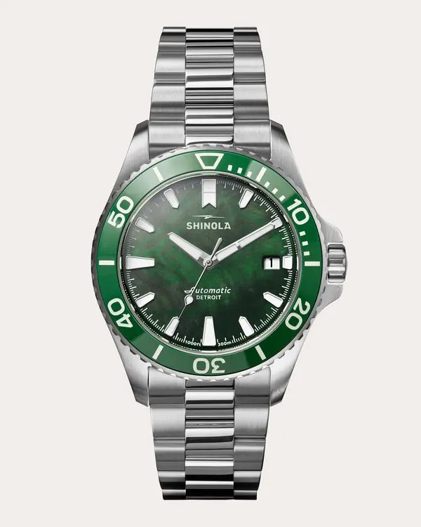 Shinola Mother Of Pearl Automatic Diver Watch - Green