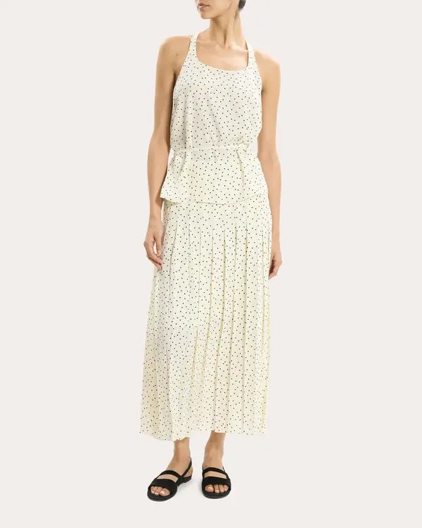Theory Polka Dot Belted Racerback Tank Top - White