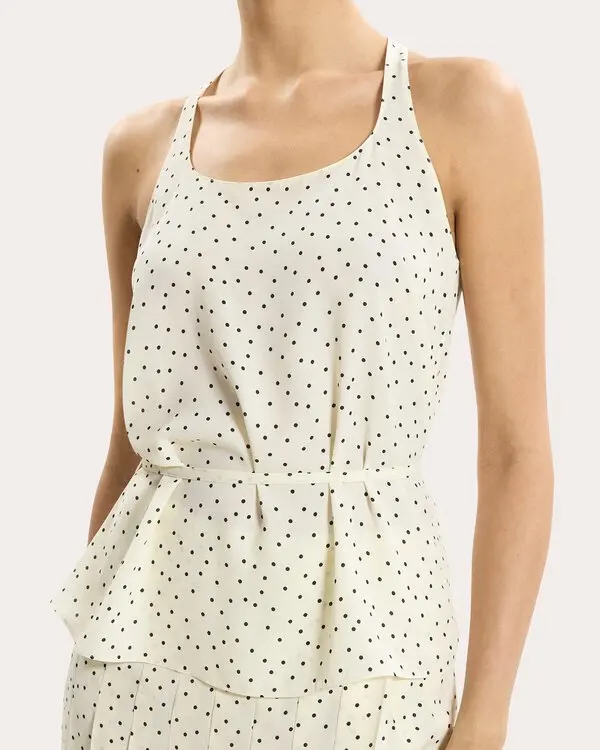 Theory Polka Dot Belted Racerback Tank Top