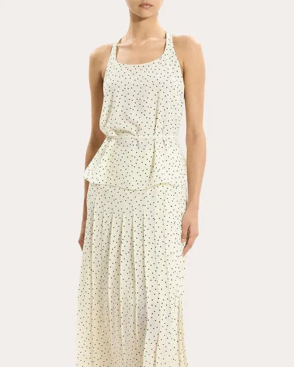 Theory Polka Dot Belted Racerback Tank Top