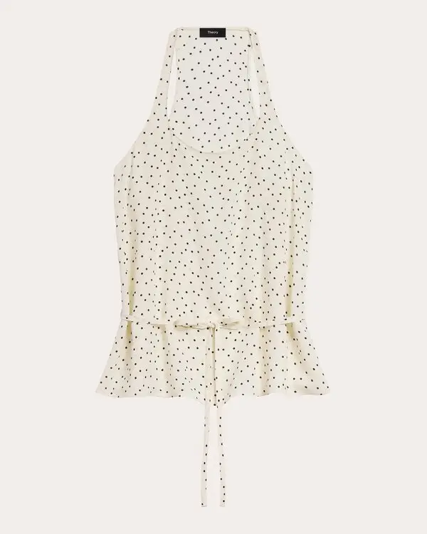 Theory Polka Dot Belted Racerback Tank Top