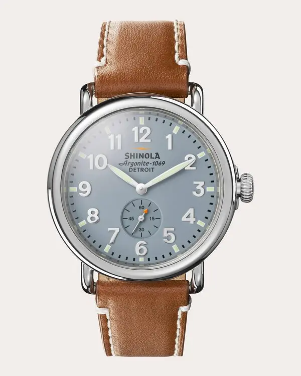 Shinola Runwell 41mm Sub-second Leather-strap Watch - Gray/blue
