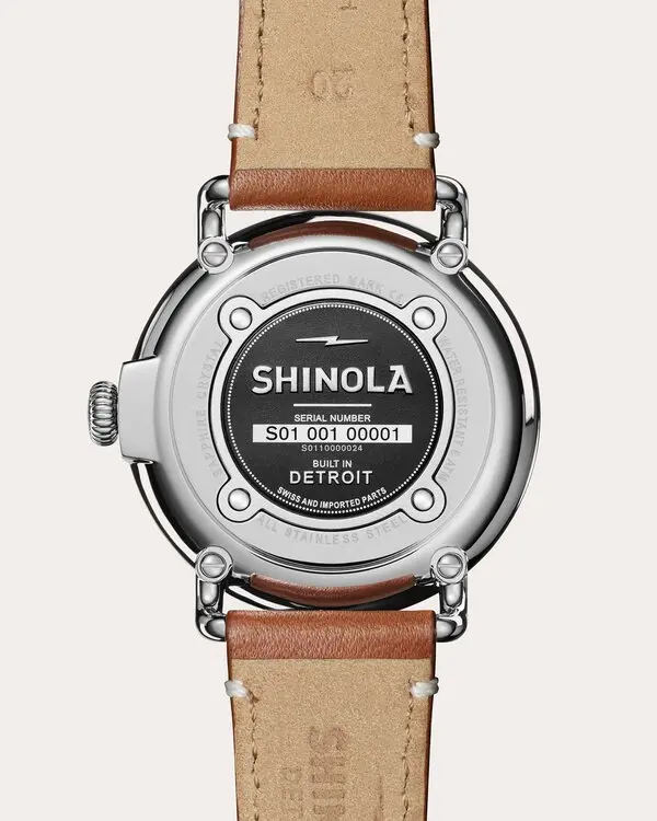 Shinola Runwell 41mm Sub-second Leather-strap Watch - Gray/blue