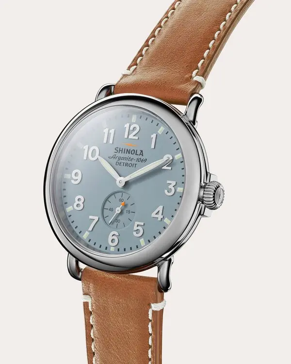 Shinola Runwell 41mm Sub-second Leather-strap Watch - Gray/blue