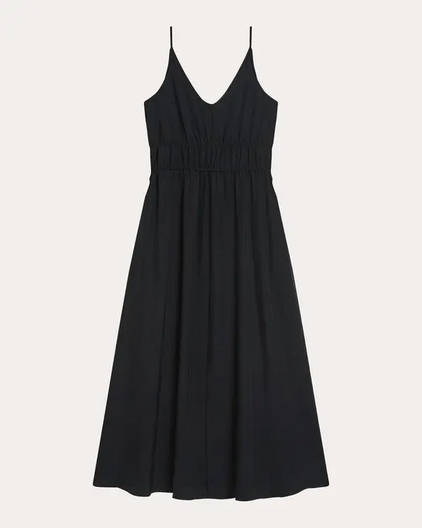 Theory Washed Twill Gathered Midi Dress
