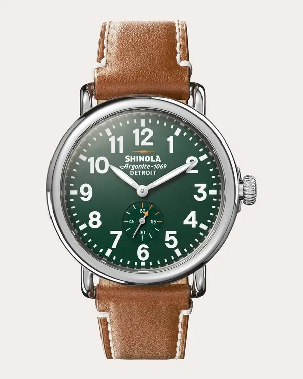 Shinola Runwell 41mm Sub-second Leather-strap Watch - Green