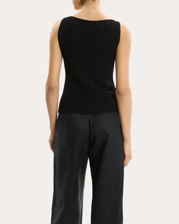 Theory Textured Knit Boatneck Top - Black