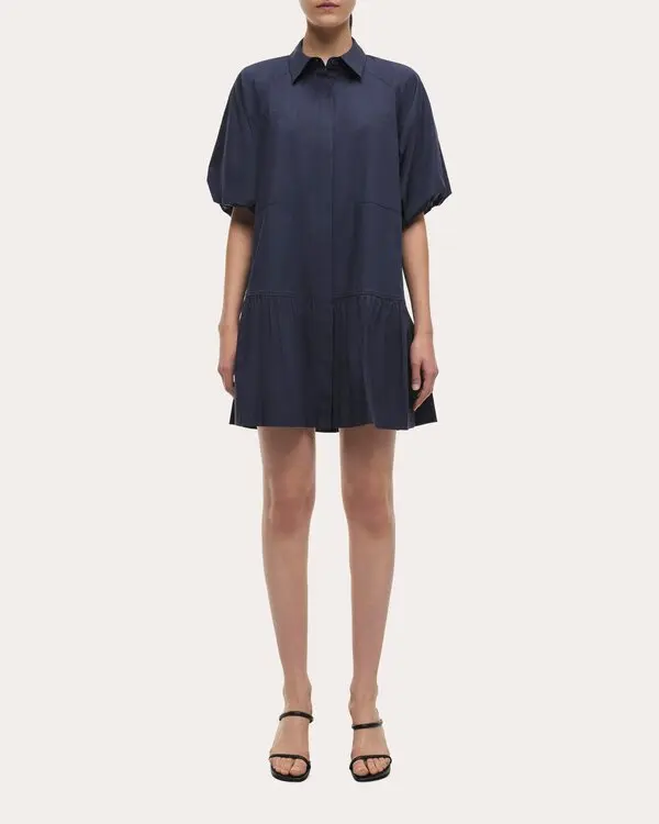 Simkhai Crissy Poplin Drop-waist Shirt Dress - Blue