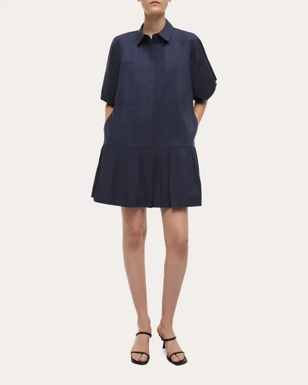 Simkhai Crissy Poplin Drop-waist Shirt Dress - Blue