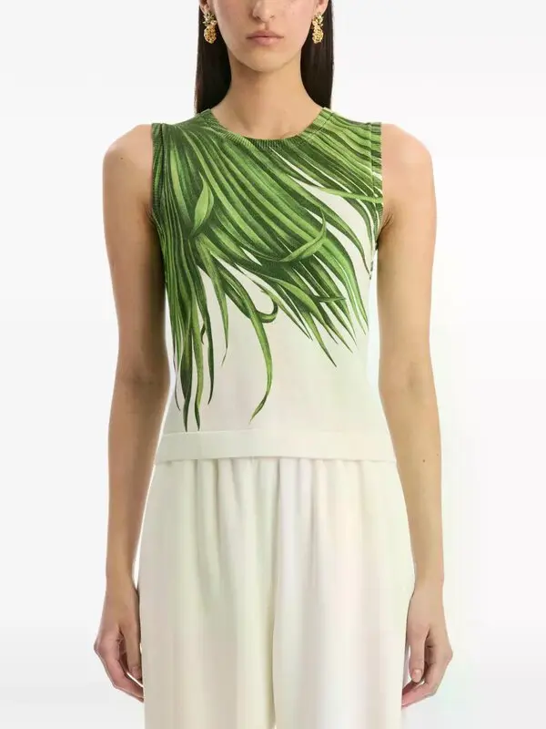 Oscar De La Renta Sleeveless Crewneck Top