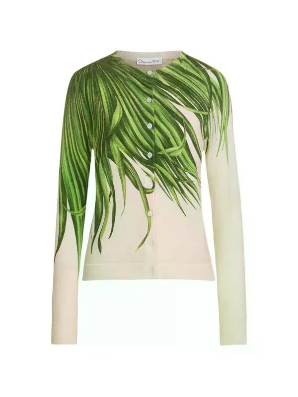 Oscar De La Renta Palm Leaves Cardigan - Green